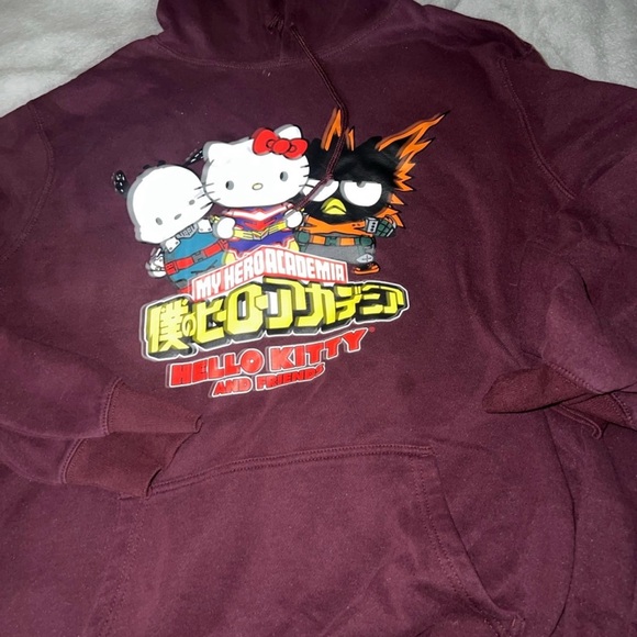 Source Unknown | Shirts | My Hero Academia X Hello Kitty Maroon Hoodie ...